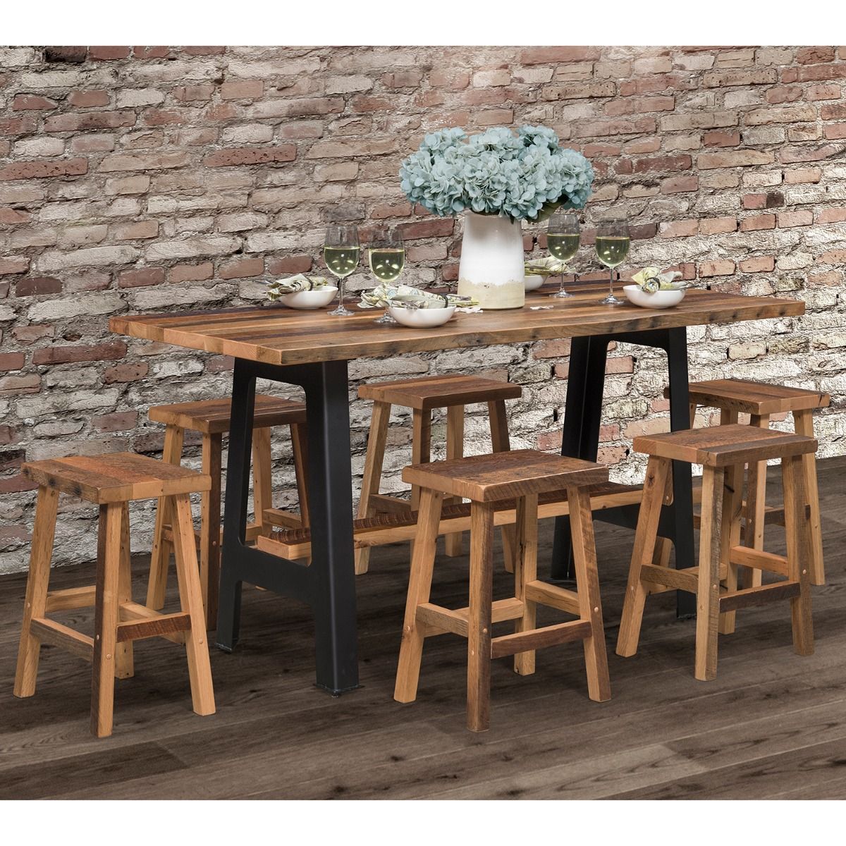 Reclaimed Barn Wood Bar & Counter Stools