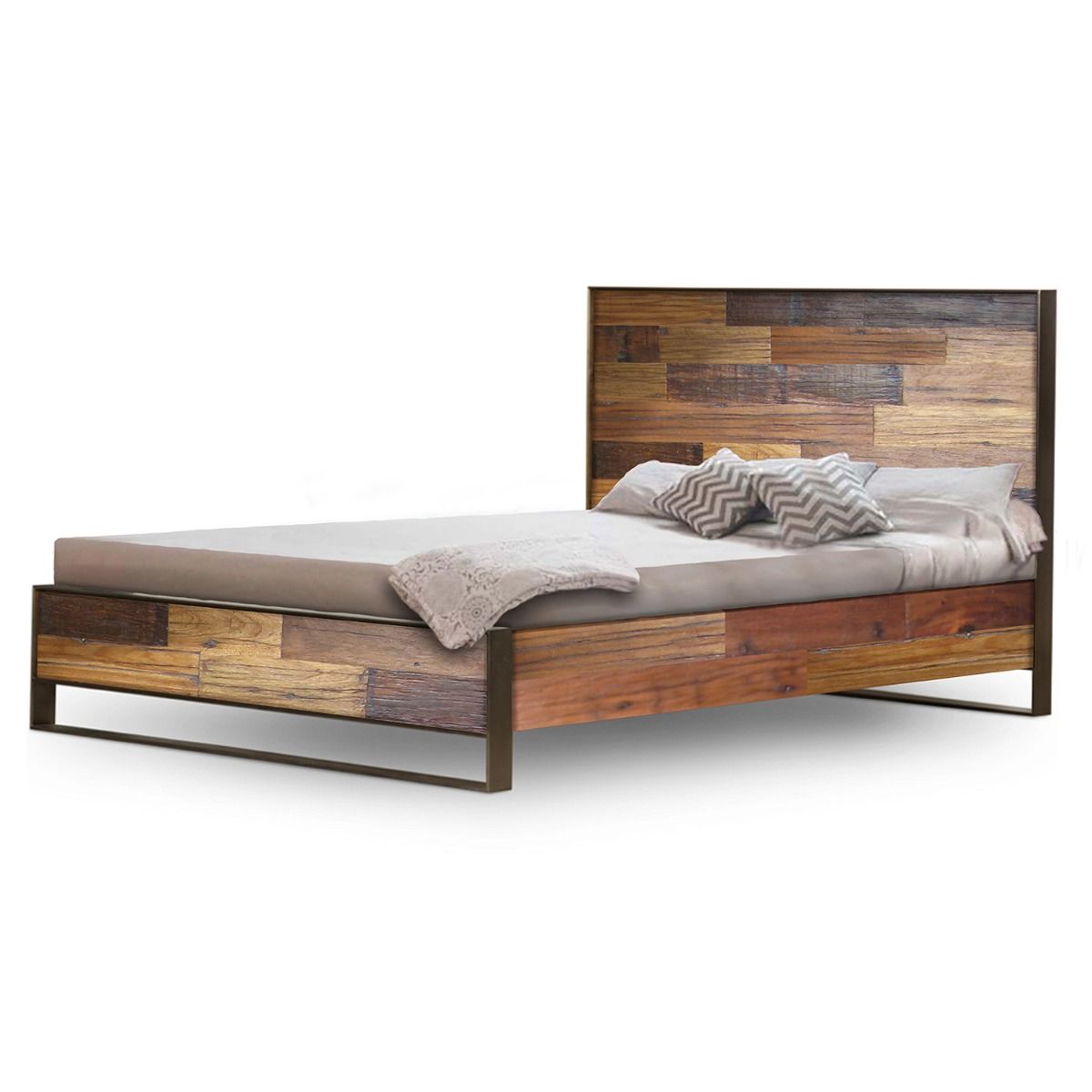rustic wood panel bed