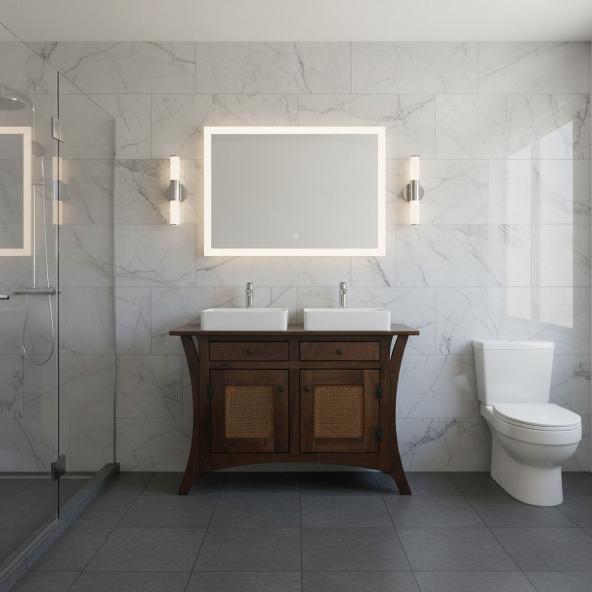 dark walnut vanity unit