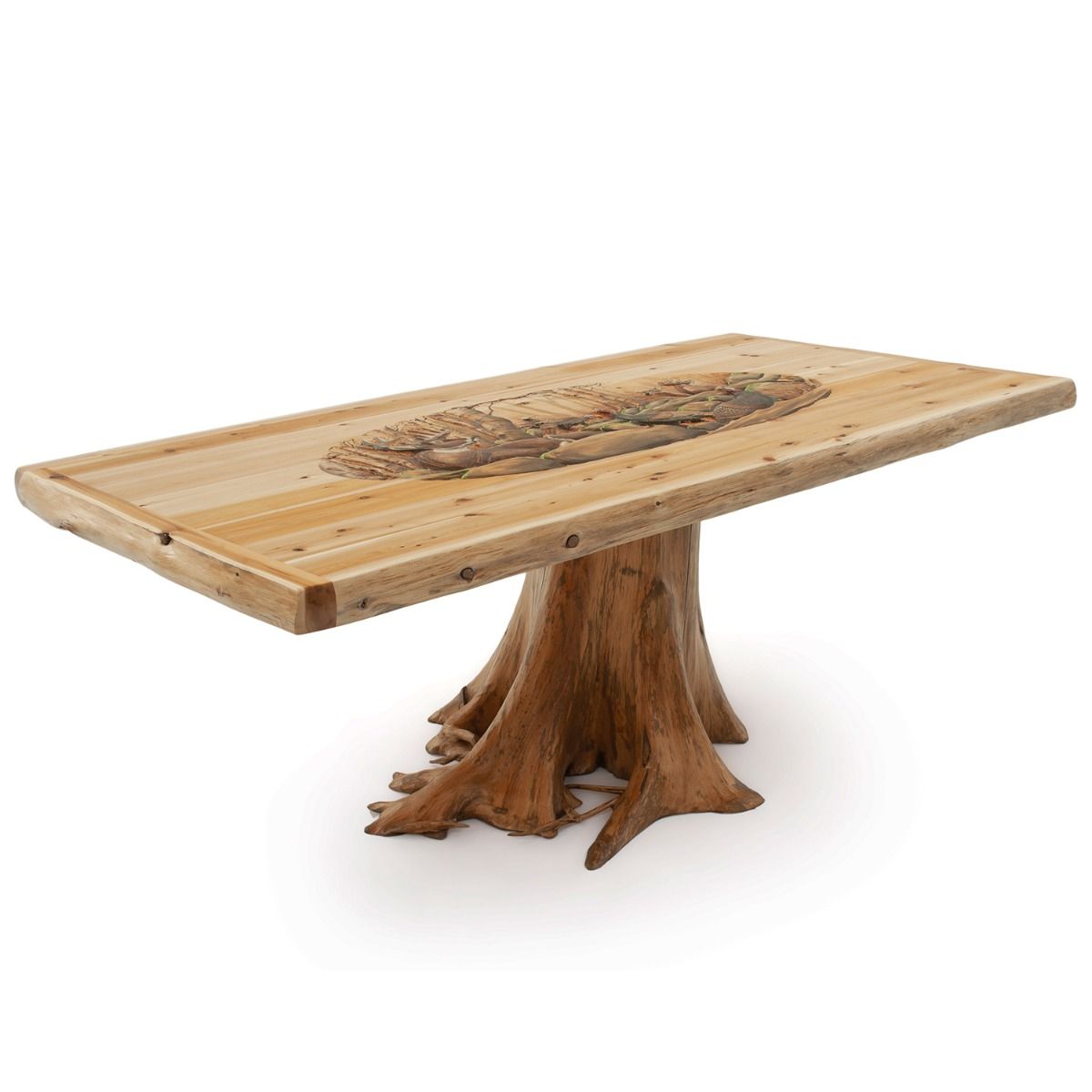 Rustic Hand Carved Wildlife Cedar Dining Table