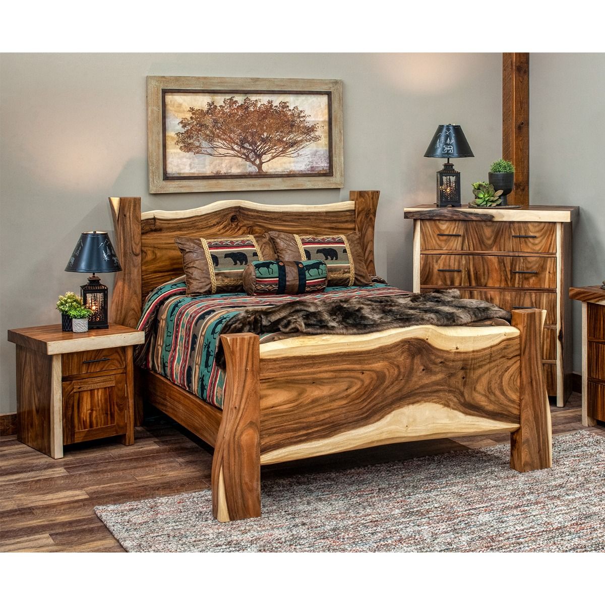 Live Edge Golden Walnut Slab Bed