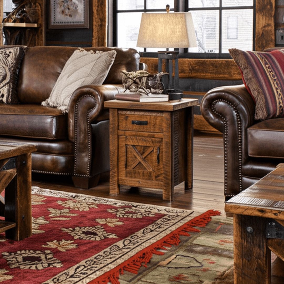 Western Winds Rustic End Table with 1 Door and 1 Drawer