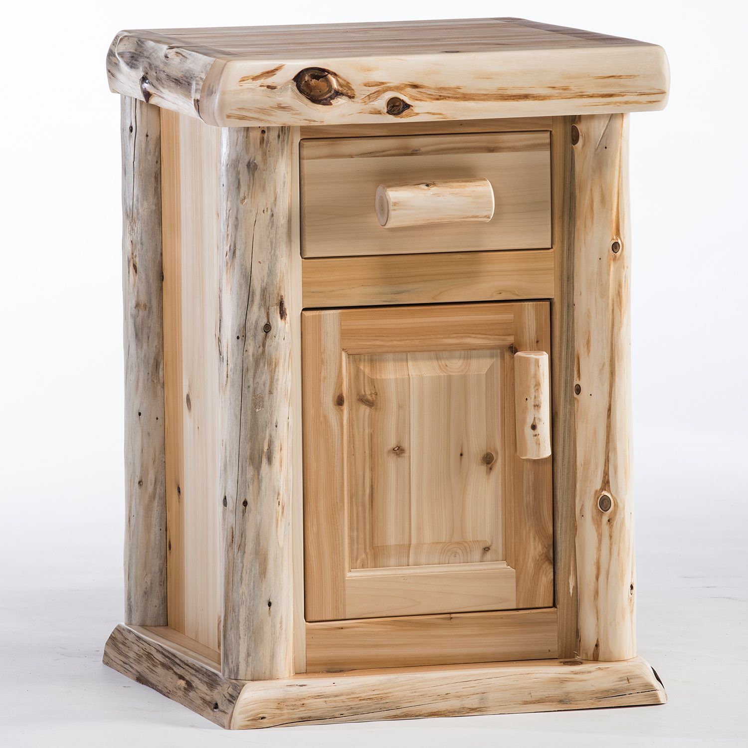 Rustic Enclosed Cedar Log Nightstand
