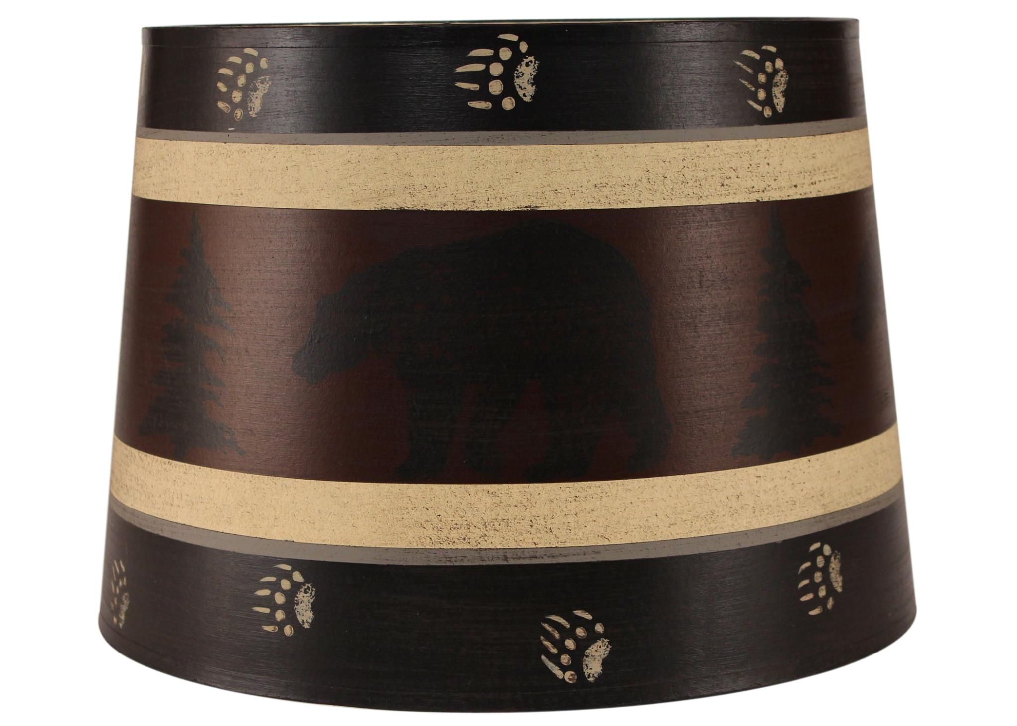Rustic Bear Tracker Red Banded Drum Lampshades Wr 1B