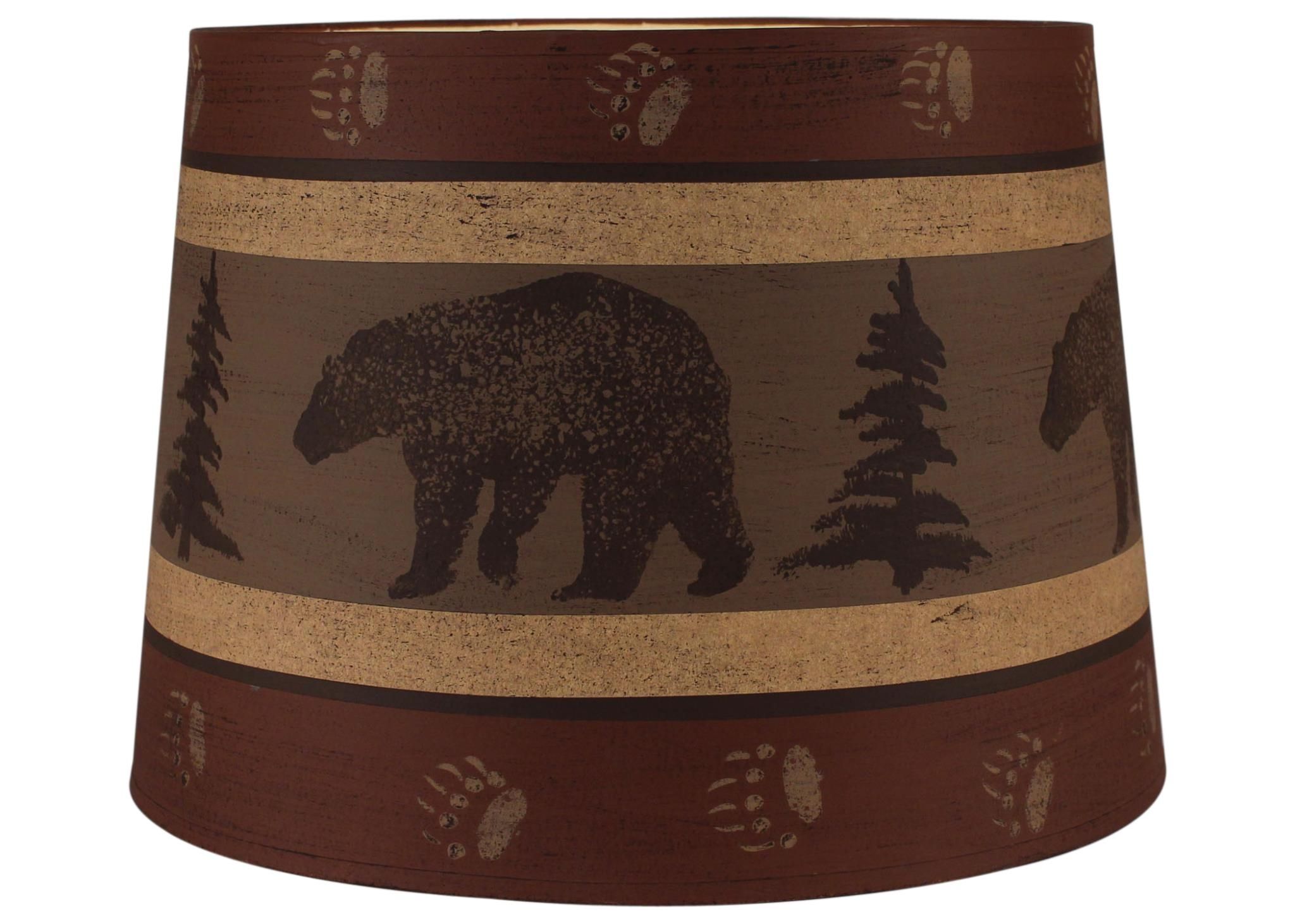 Rustic Bear Tracker Rust Banded Drum Lampshades Wr 1D
