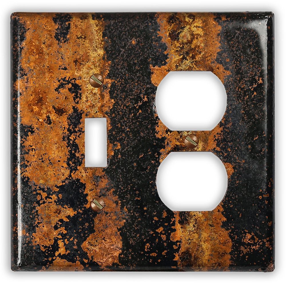 Zebra 1 Toggle 1 Outlet Copper Switch Plate Zebrcop1T1O