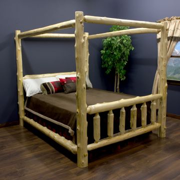 Rustic Log Canopy Beds and Four Poster Log Beds