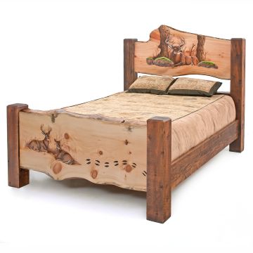 Rustic Hand Carved Log Beds