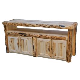 Rustic Aspen Log Widescreen TV Stand