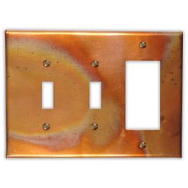 Flamed Twin Switch/GFI Rustic Copper Switch Plate