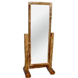 Rustic Aspen Log Cheval Mirror with Stand