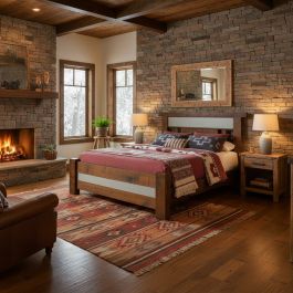 Rustic Ranchero Highland Leather Panel Bed