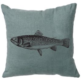 Linen Accent Pillow With Trout Imprint